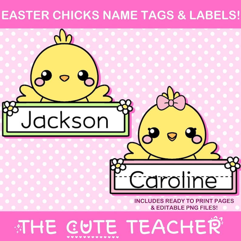 Easter Chicks Name Tags - Cute Spring Themed Bulletin Board & Holiday ...