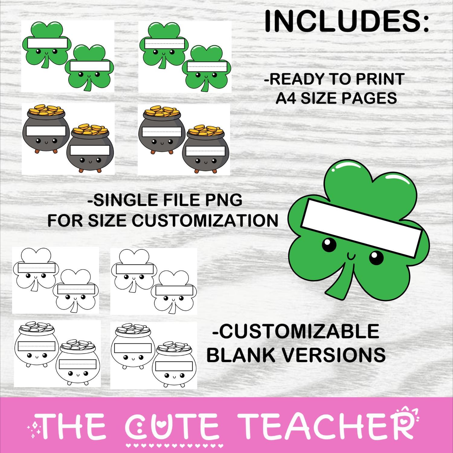 St. Patrick’s Day Name Tags - Cute Shamrock Bulletin Board & Cubby ...