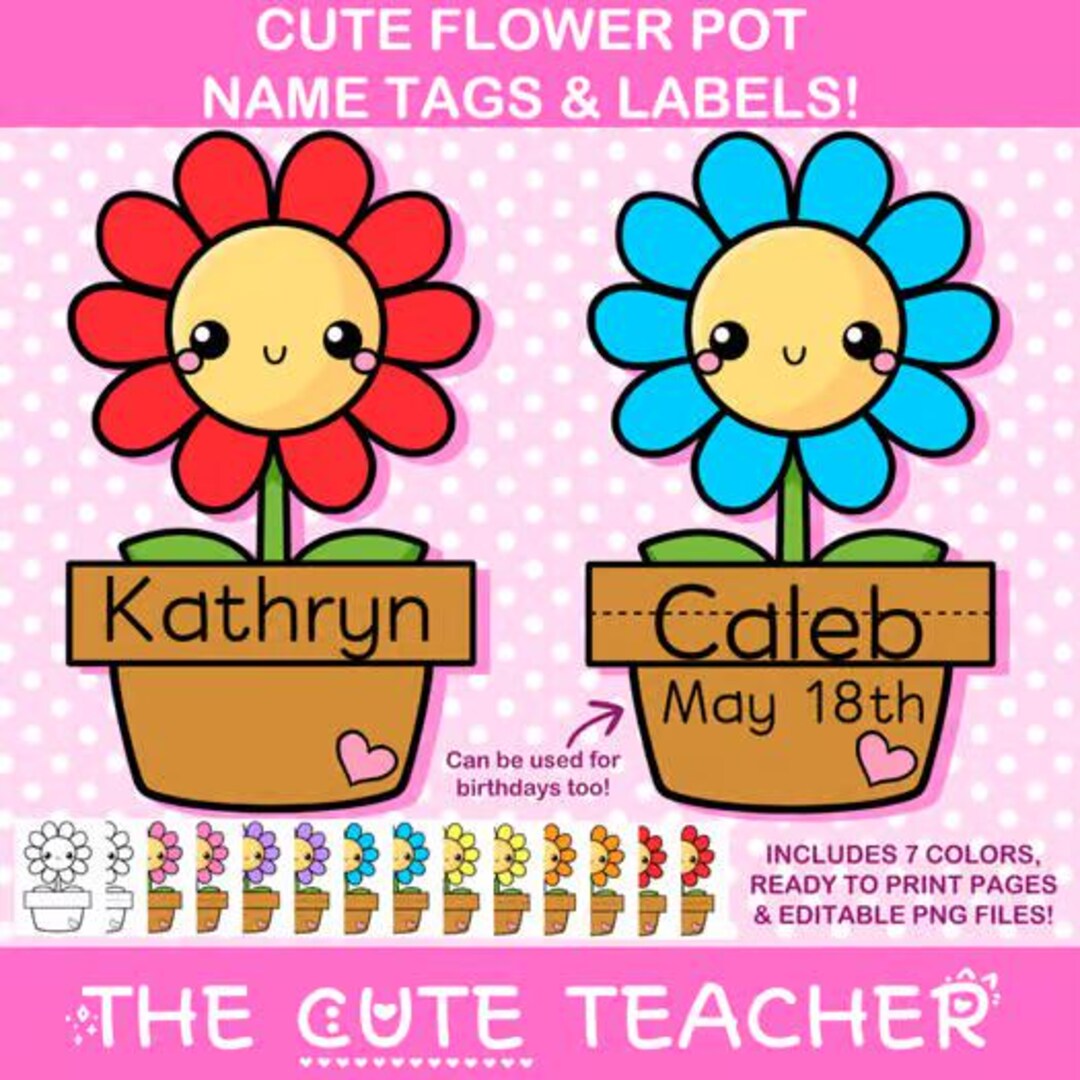 Blossoming Flower Theme Name Tags - Cute Editable Classroom Printable ...