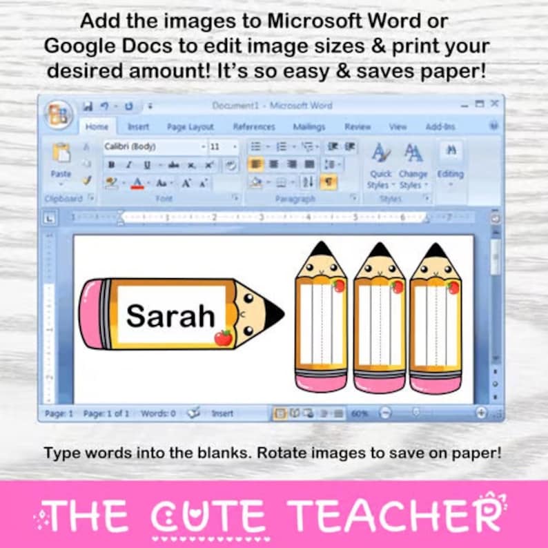 Pencil Name Tags - Classroom Printable Cubby Display and Back to School ...