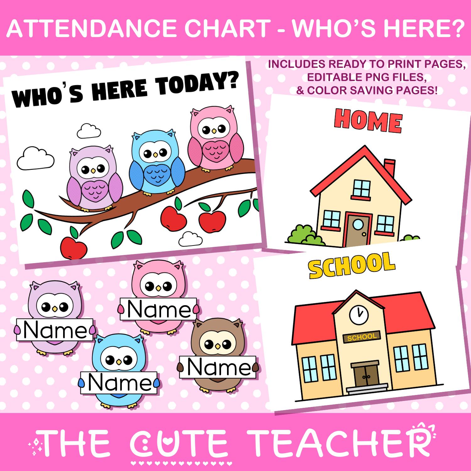 Attendance Chart - Who’s Here Today - Editable Owl Preschool ...