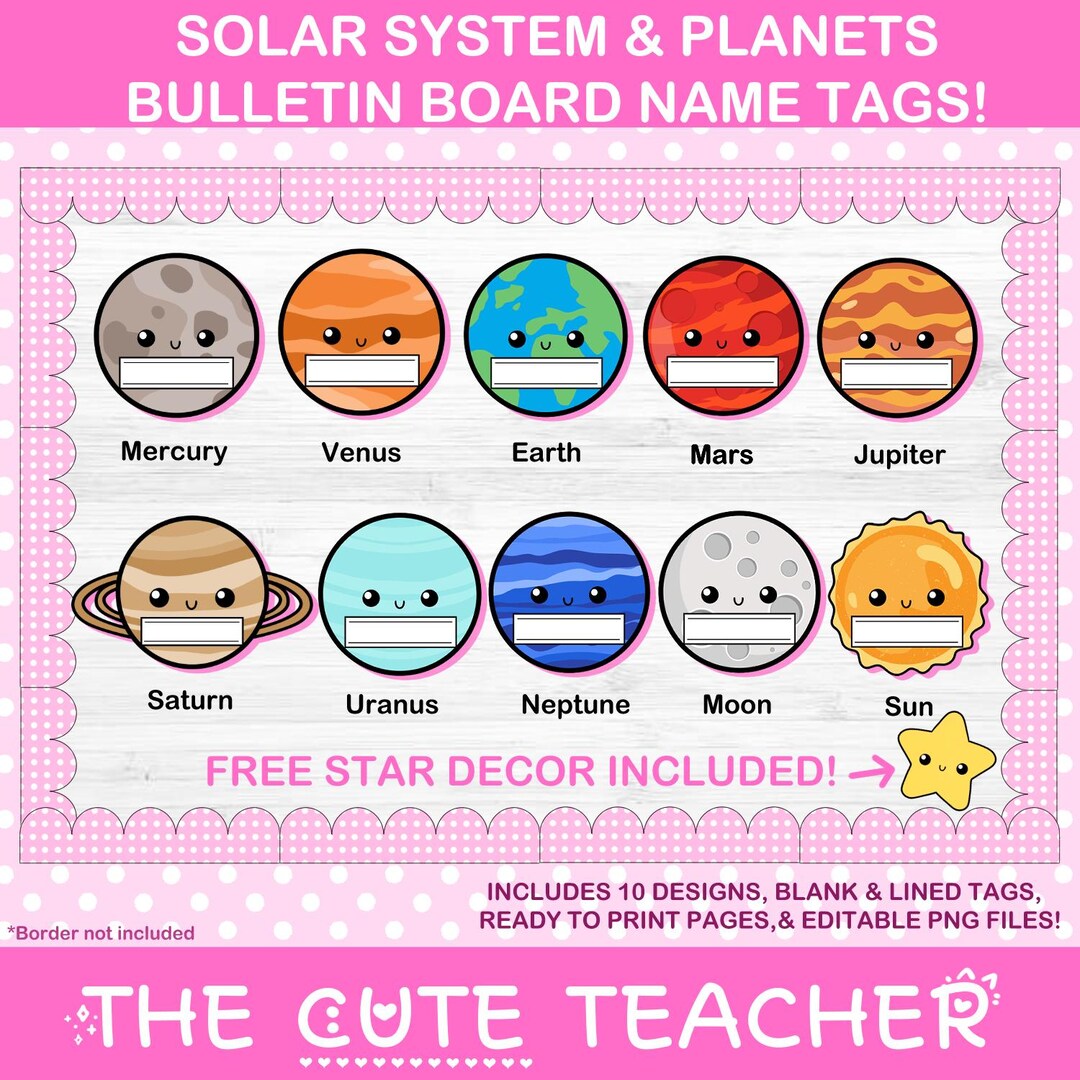 Planets Name Tags - Solar System Outer Space Themed Classroom Bulletin ...