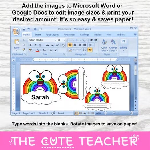 Rainbow Name Tags Colorful Bulletin Board Ideas for Spring & Summer - Etsy