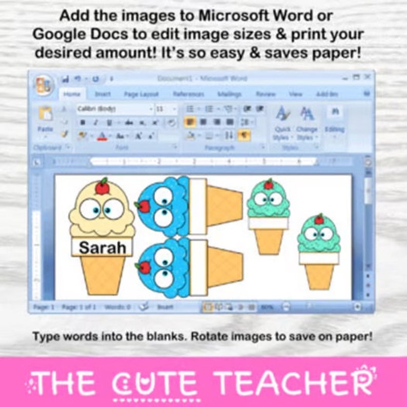 Ice Cream Name Tags - Cute Sweets Classroom Door Decor Bulletin Board ...