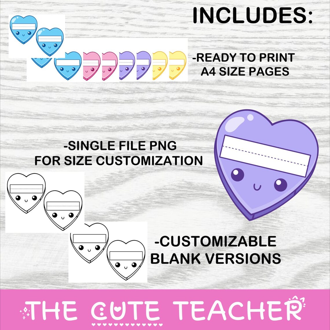 Valentines Day Candy Hearts Name Tags Editable Holiday Sweets Labels ...