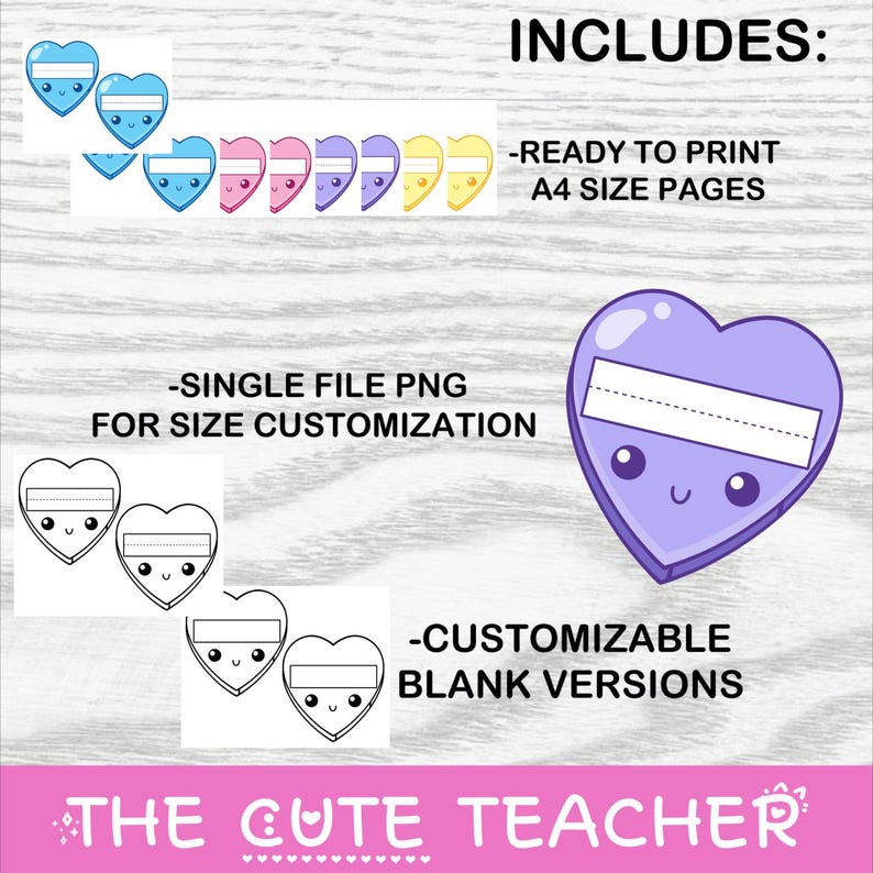 Valentines Day Candy Hearts Name Tags Editable Holiday Sweets Labels ...