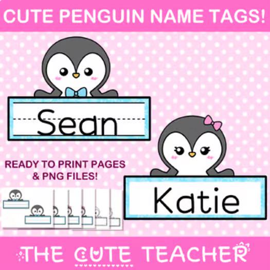 Editable Penguin Name Tags - Printable Winter Christmas Bulletin Board ...