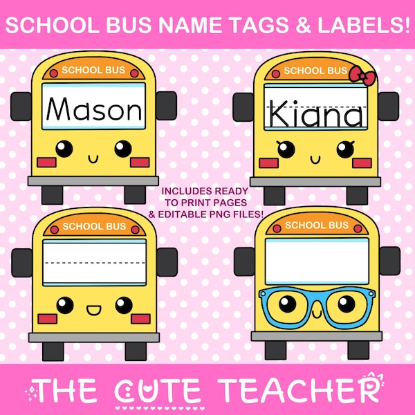 Printable Name Tags for School Bus - Etsy