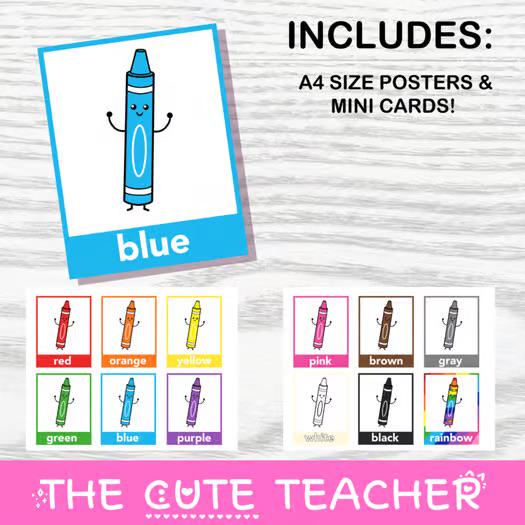 Colors Flash Cards - Crayon Themed Posters & Teacher Classroom ...