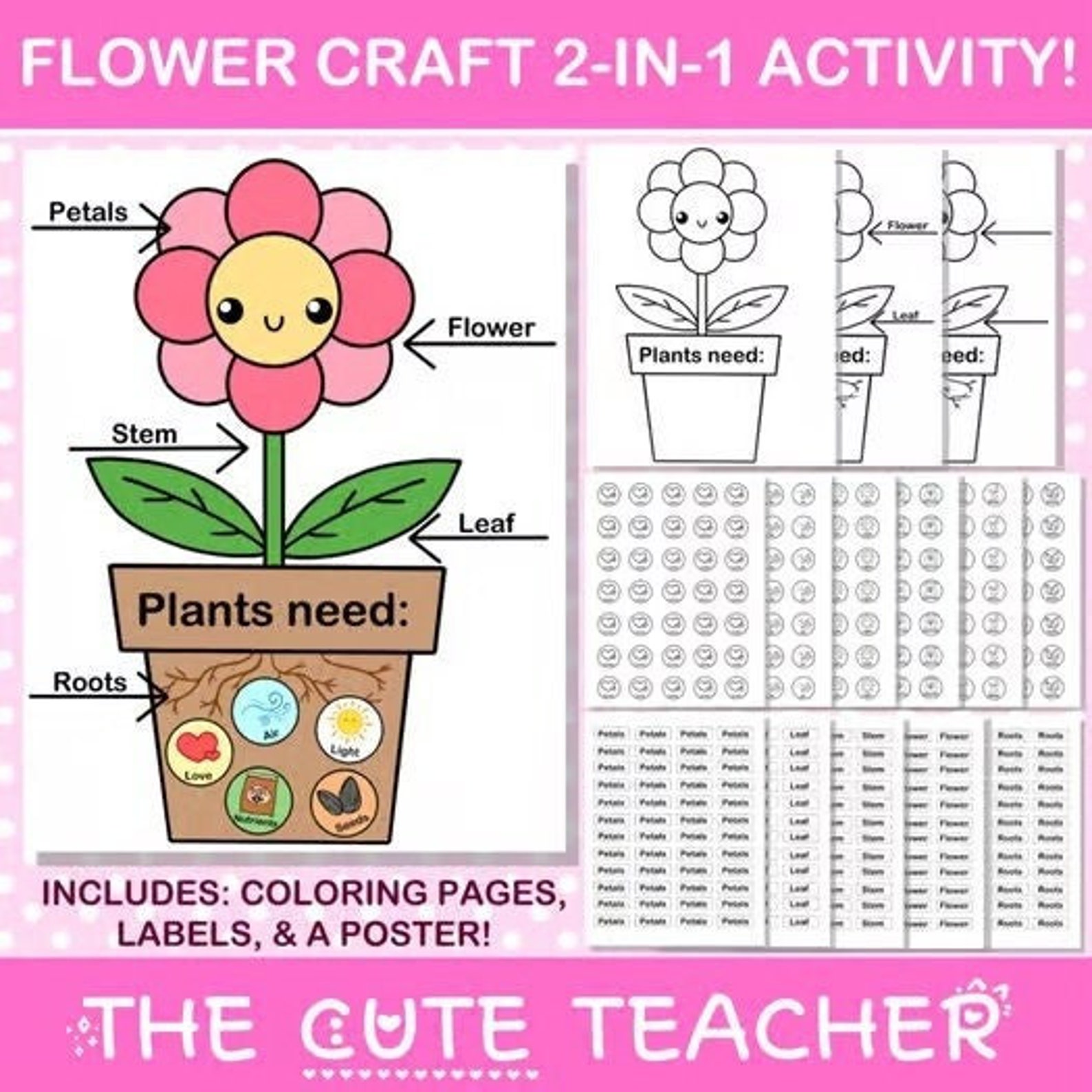 Parts of a Flower Craft - What Plants Need Coloring Activity Pre-k ...