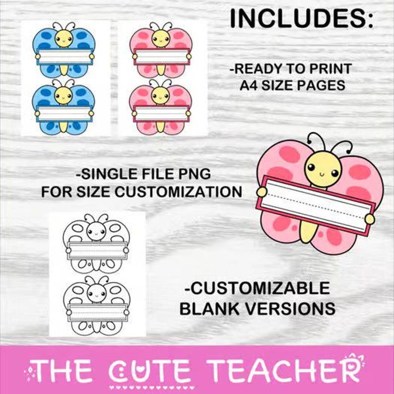 Butterfly Name Tags - Spring & Summer Colorful Printable Labels and ...