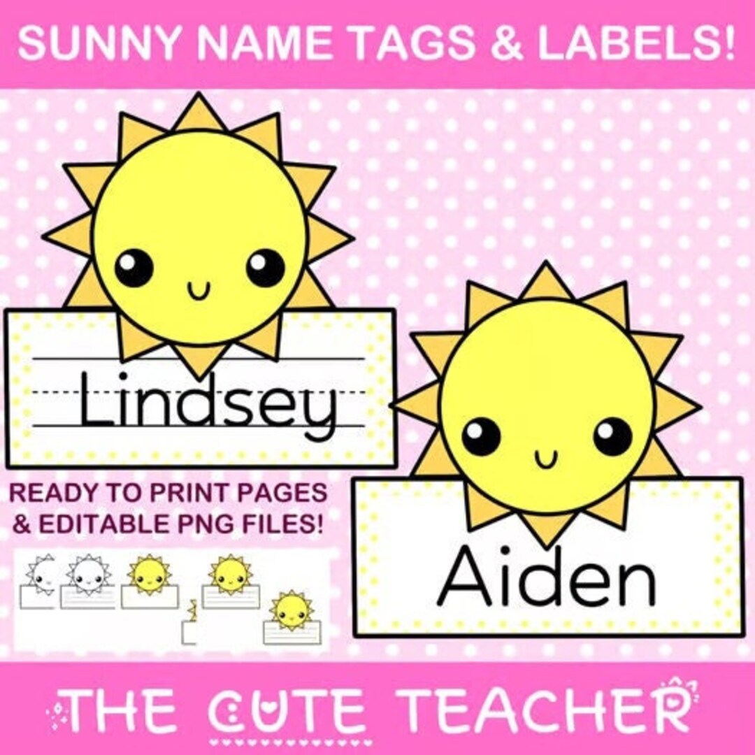 Sunshine Name Tags Summer Printable Classroom Labels - Etsy