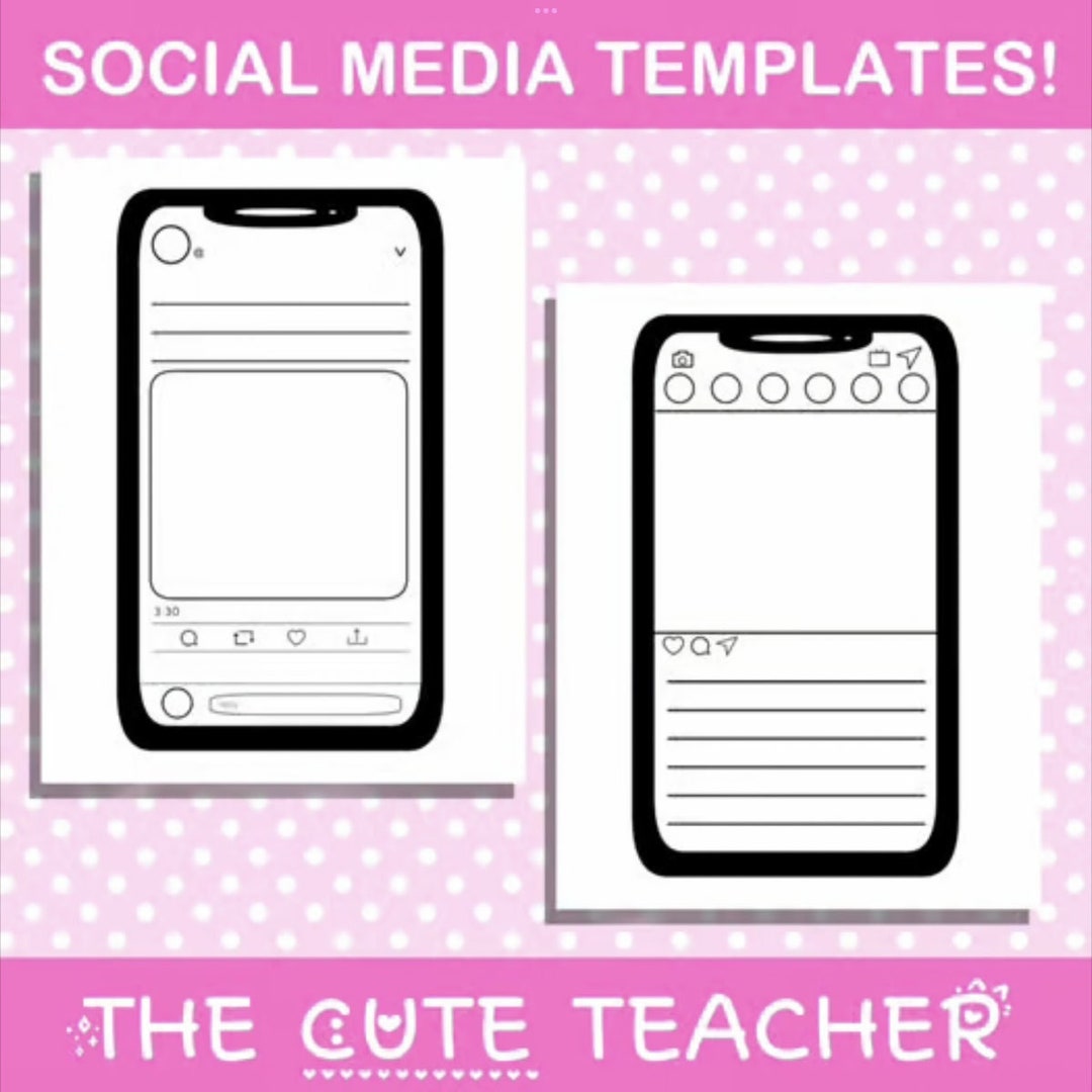 Social Media Cell Phone Templates - Printable Activity - Etsy