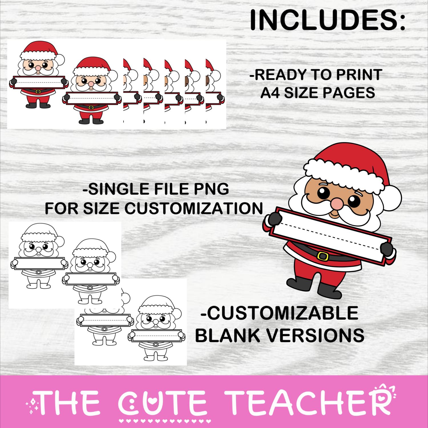 Santa Claus Name Tags - Christmas Holiday Winter Bulletin Board Ideas ...