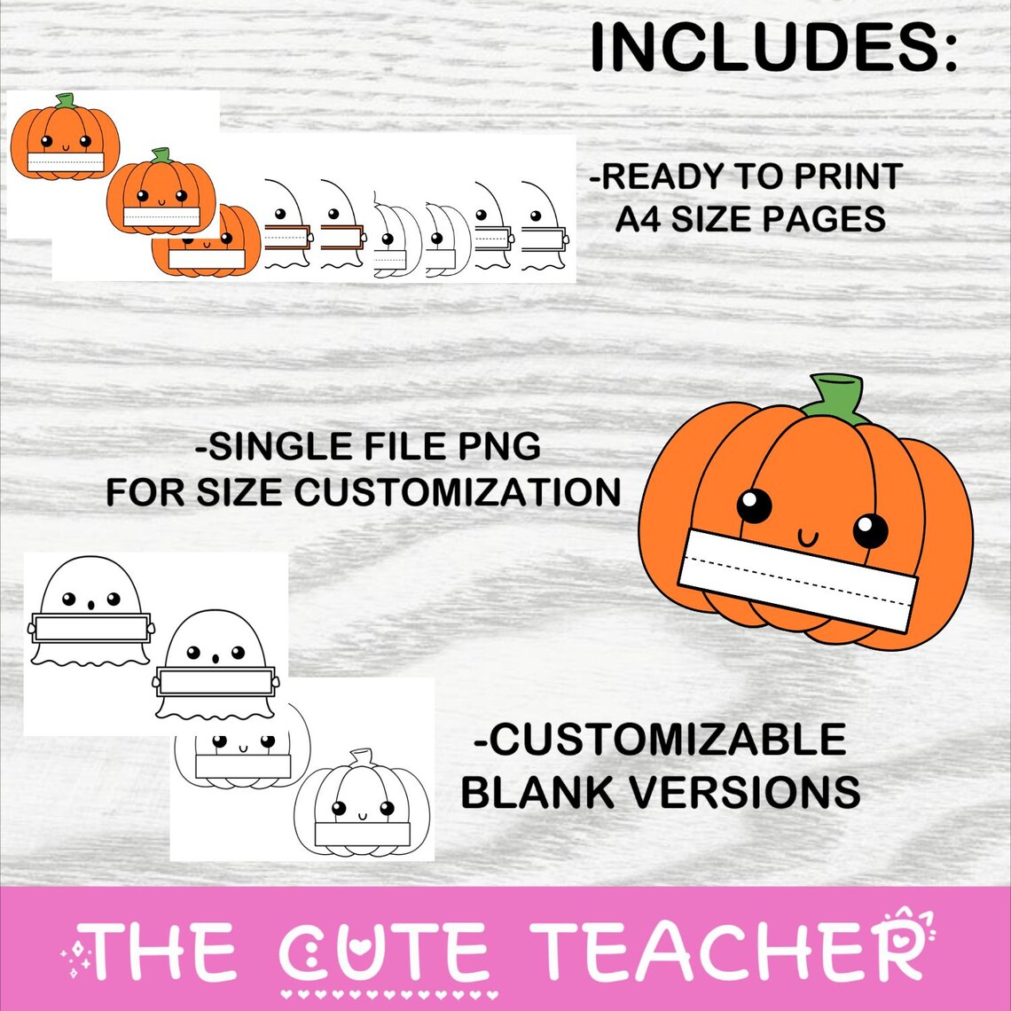 Pumpkin & Ghost Theme Name Tags - Printable Halloween Bulletin Board ...