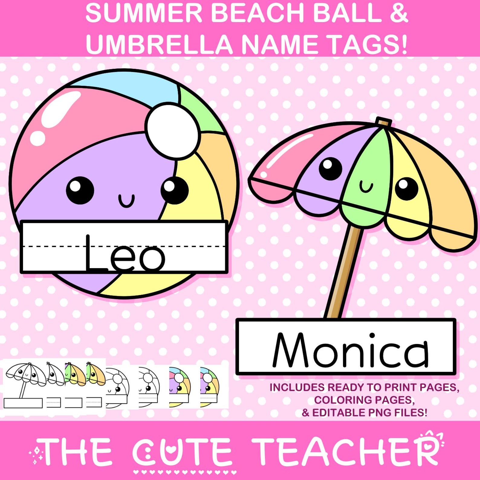 Summer Name Tags – Beach Ball & Umbrella Bulletin Board Decor and ...