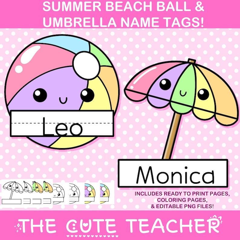 Summer Name Tags – Beach Ball & Umbrella Bulletin Board Decor and ...