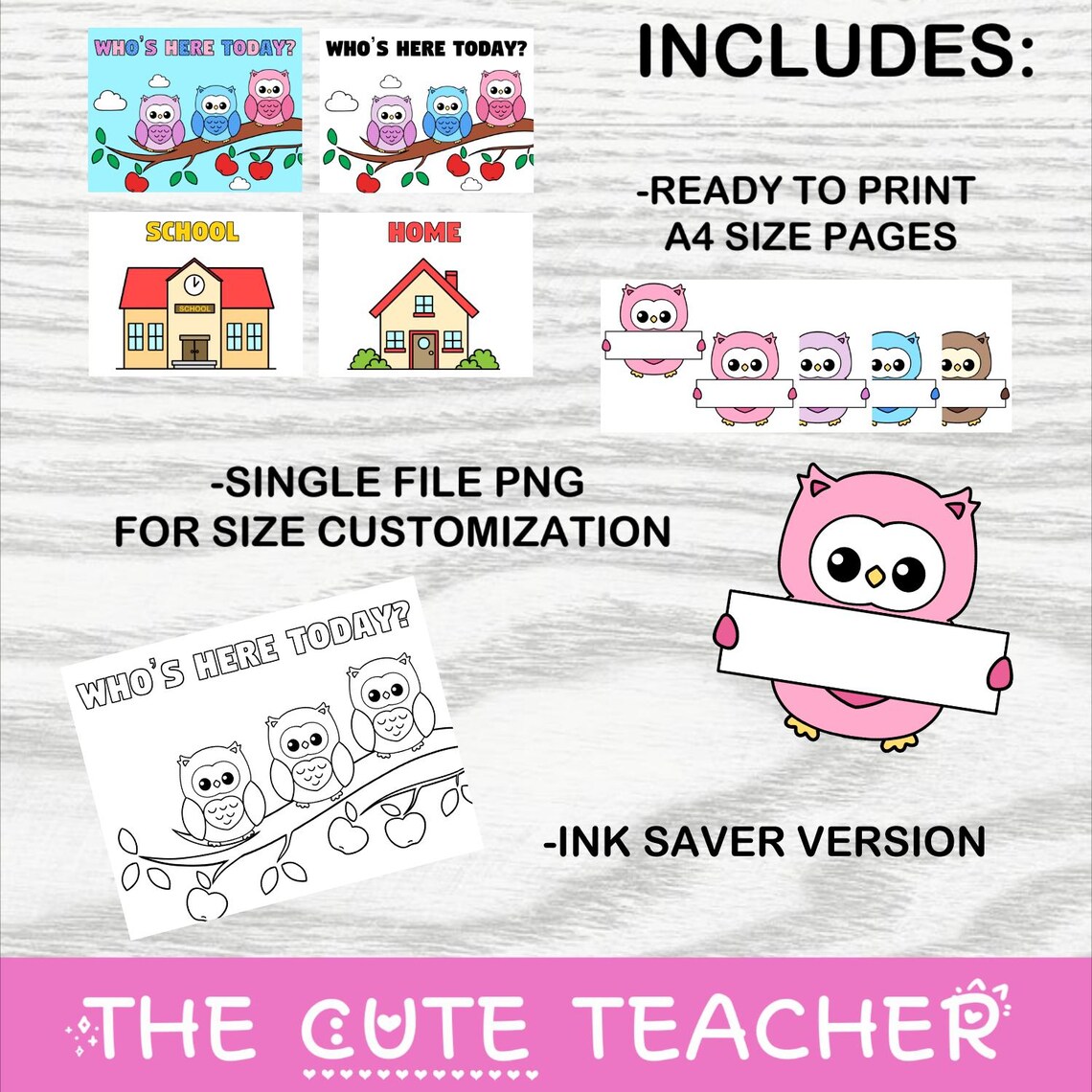 Attendance Chart - Who’s Here Today - Editable Owl Preschool ...