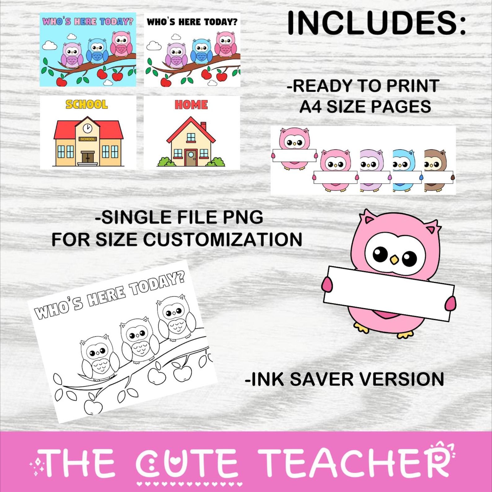 Attendance Chart - Who’s Here Today - Editable Owl Preschool ...