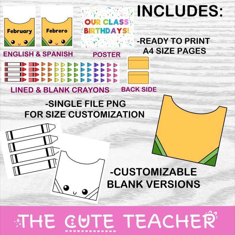 Crayon Birthday Bulletin Board Printable: Editable Classroom Decor ...