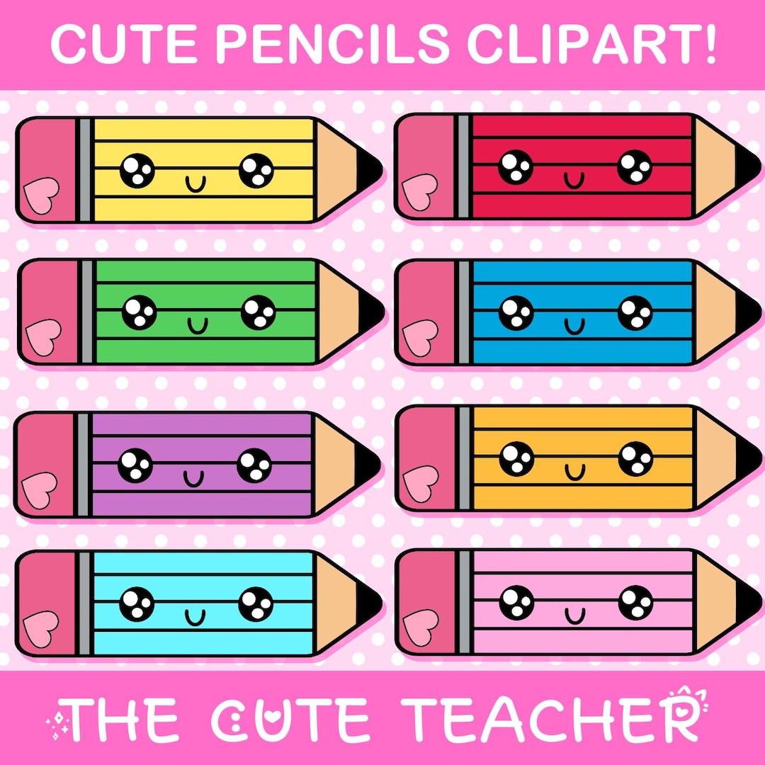 Cute Writing Pencils Clipart for Planners, Stickers, Classroom, Back to ...