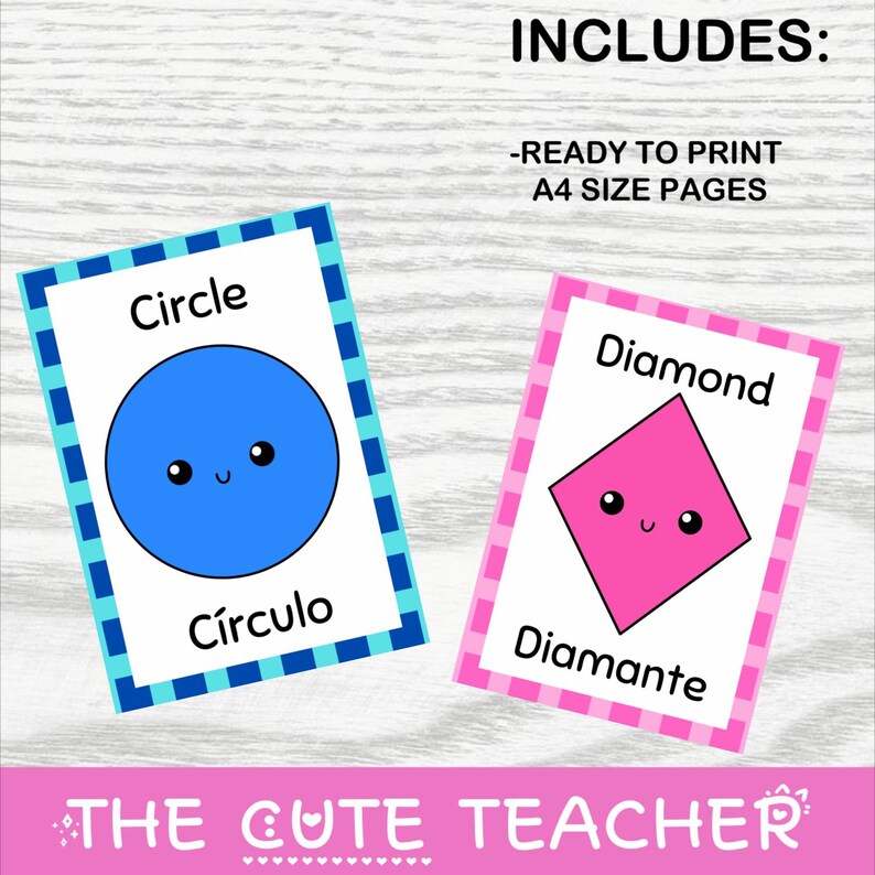 Shapes Classroom Posters: English & Spanish Printable Decor - Etsy
