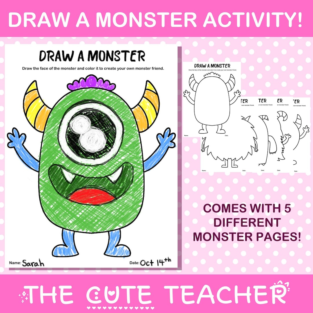 Draw A Monster Kids Printable Activity - Halloween Coloring Page - Fine ...
