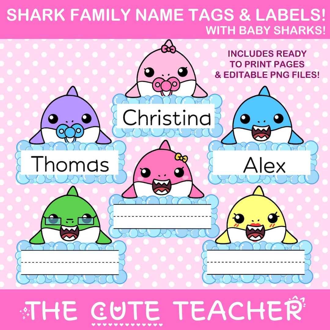 Shark Name Tags With Baby Sharks - Underwater Theme Bulletin Board ...