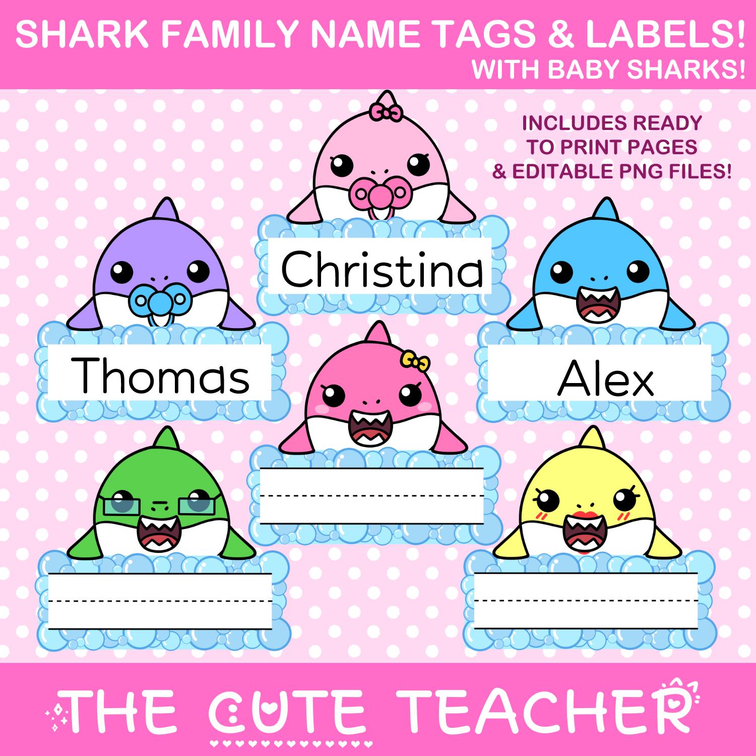 Shark Name Tags With Baby Sharks - Underwater Theme Bulletin Board ...