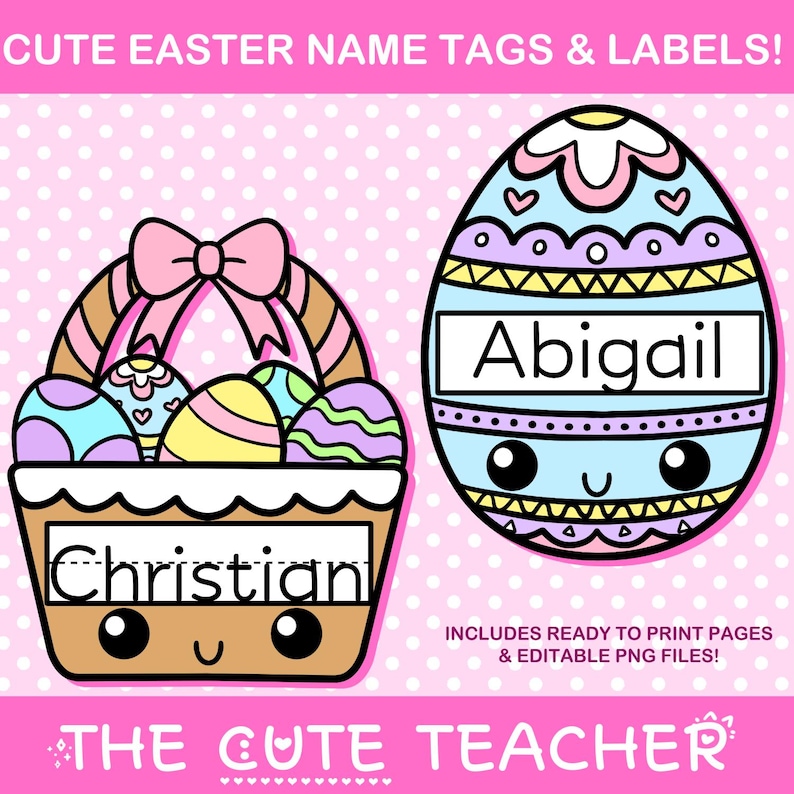 Cute Easter Bulletin Board Decor - Easter Egg Basket Name Tags, Cubby ...