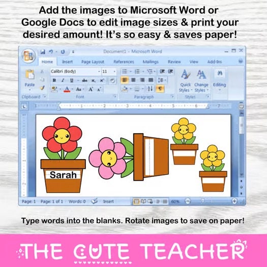 Flower Themed Name Tags - Fun Door Display & Cubby Ideas - Etsy