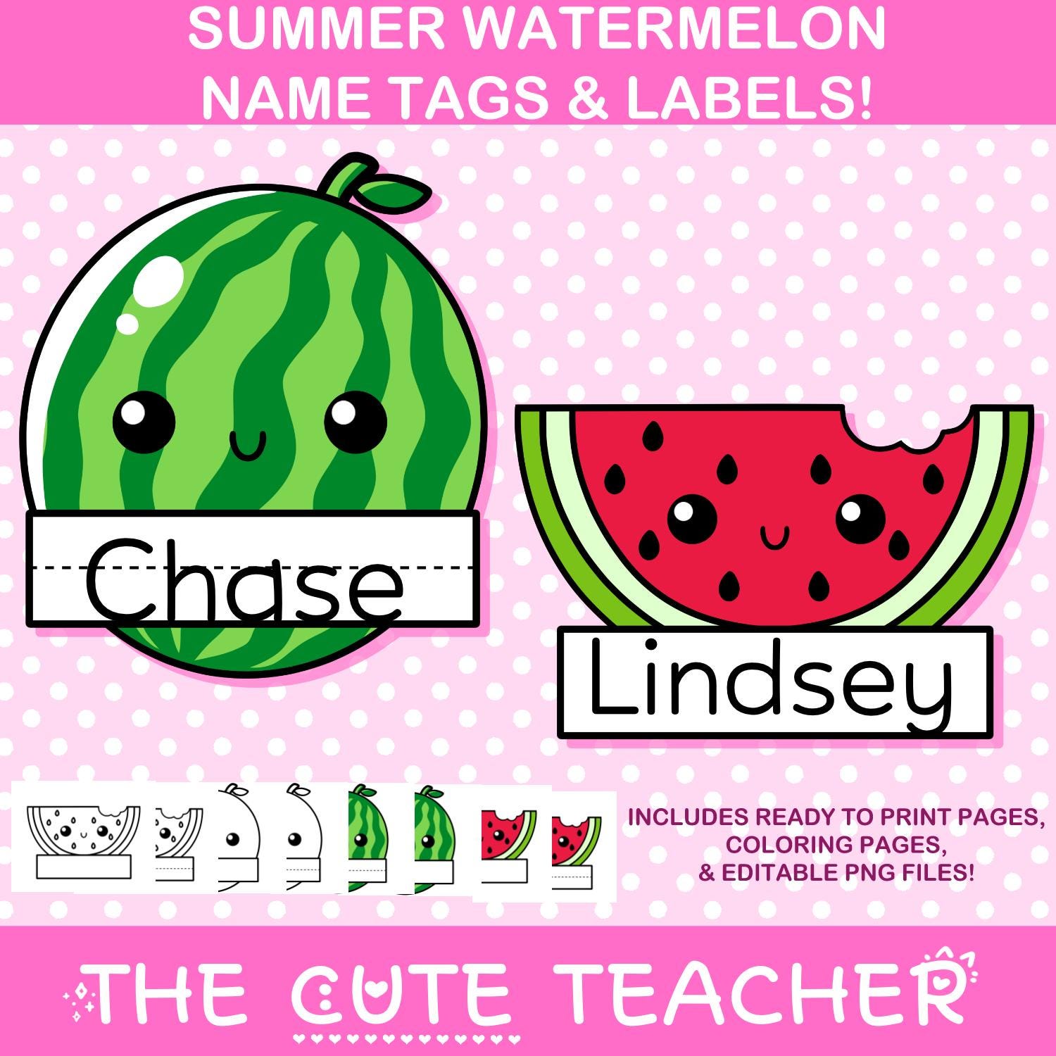 Watermelon Name Tags – Summer Fruit Theme Printable Desk & Cubby Label ...