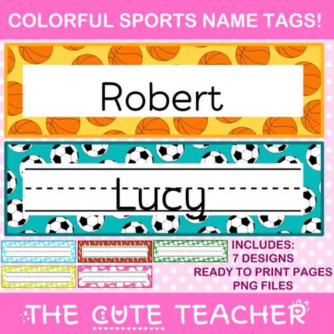 Sports Name Tags Editable Sports Theme Classroom Desk Plates - Etsy