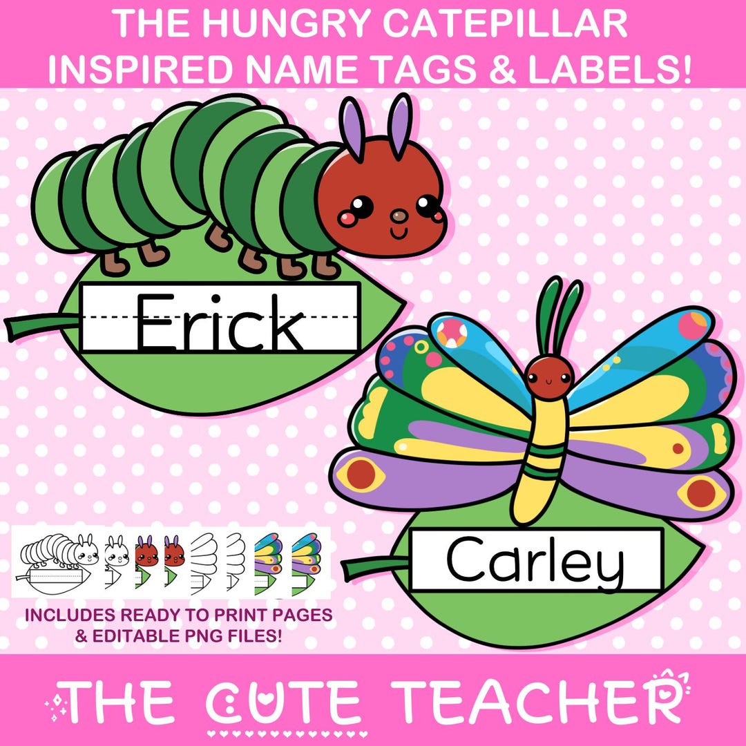 The Hungry Caterpillar Inspired Name Tags - Printable Cubby Labels ...