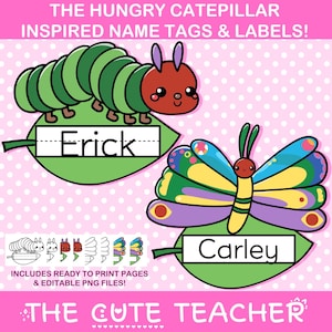 The Hungry Caterpillar Inspired Name Tags - Printable Cubby Labels ...
