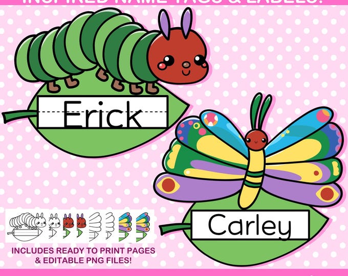 The Hungry Caterpillar Inspired Name Tags - Printable Cubby Labels ...