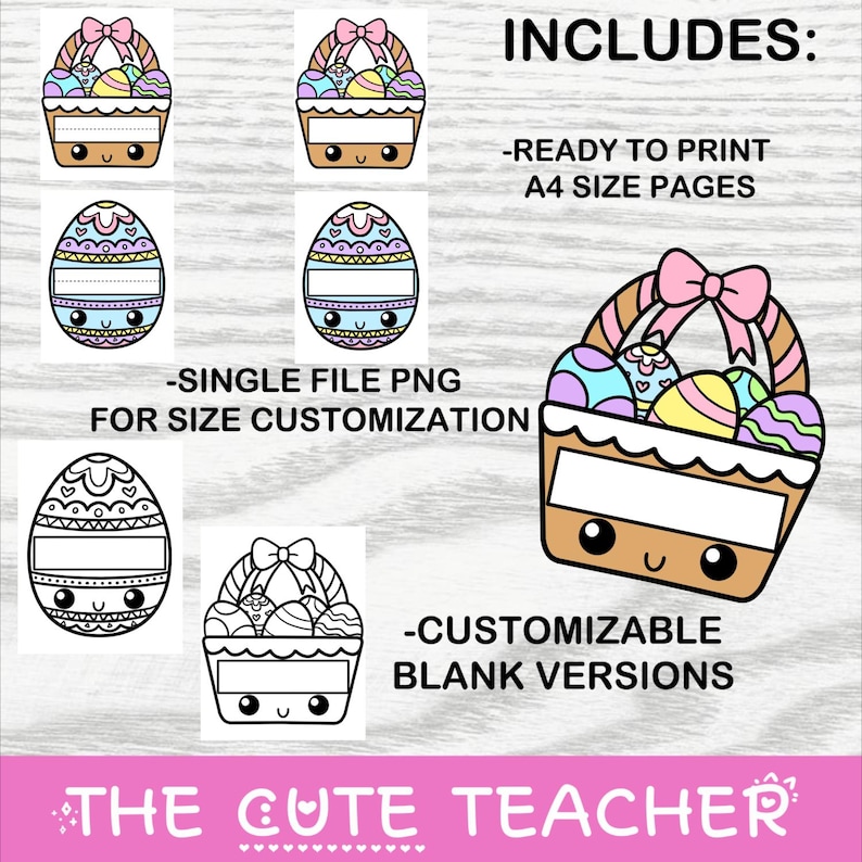 Cute Easter Bulletin Board Decor - Easter Egg Basket Name Tags, Cubby ...