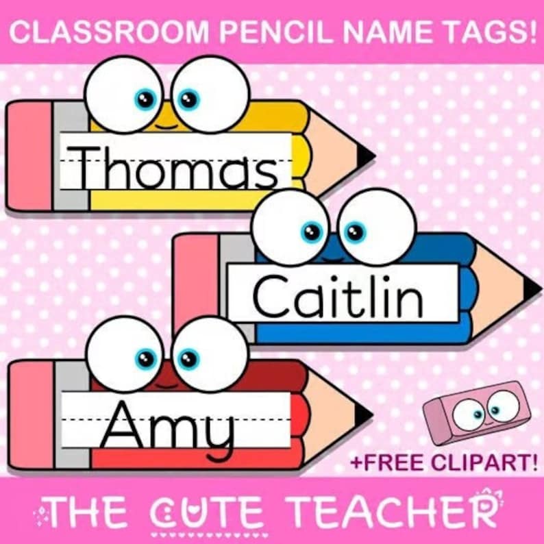 School Pencil Name Tags - Back to School Classroom Door Display ...