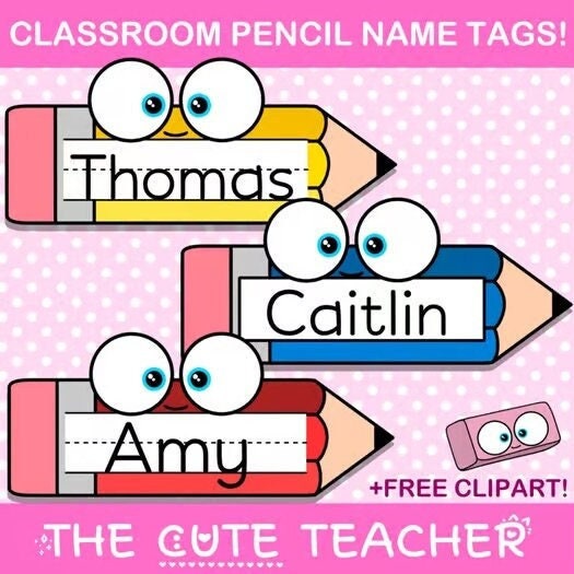 School Pencil Name Tags - Back to School Classroom Door Display ...