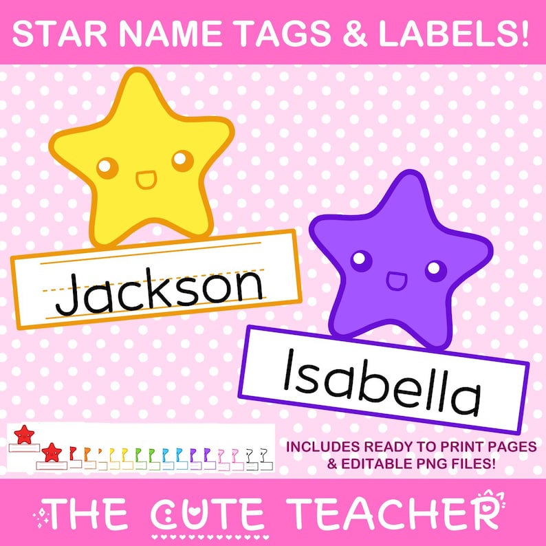 Stars Theme Name Tags - Editable Bulletin Board & Classroom Door ...