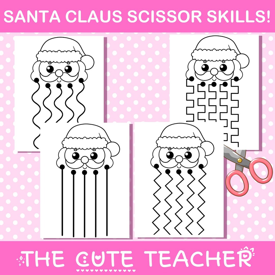 Santa Claus Scissor Skills Printable - Christmas Holiday Fine Motor ...
