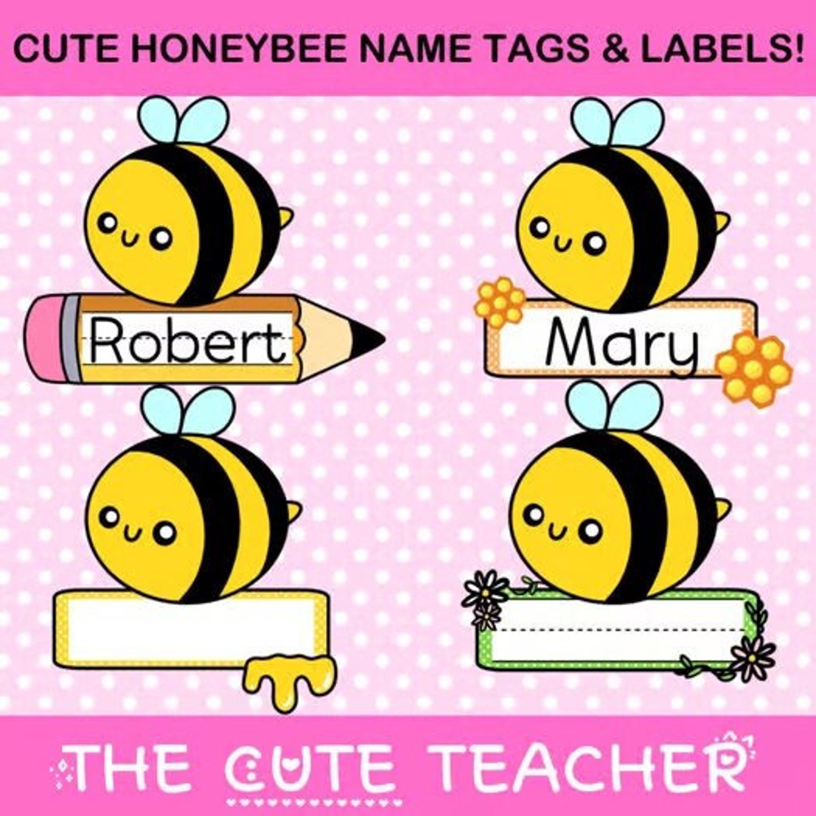 Honeybee Name Tags Printable Desk or Bulletin Board Ideas - Etsy
