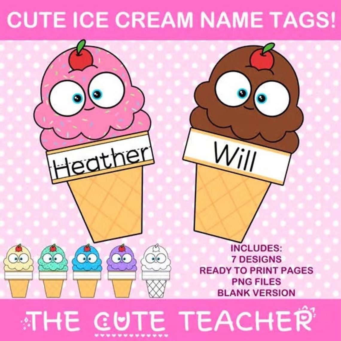 Ice Cream Name Tags Cute Sweets Classroom Door Decor Bulletin Board ...