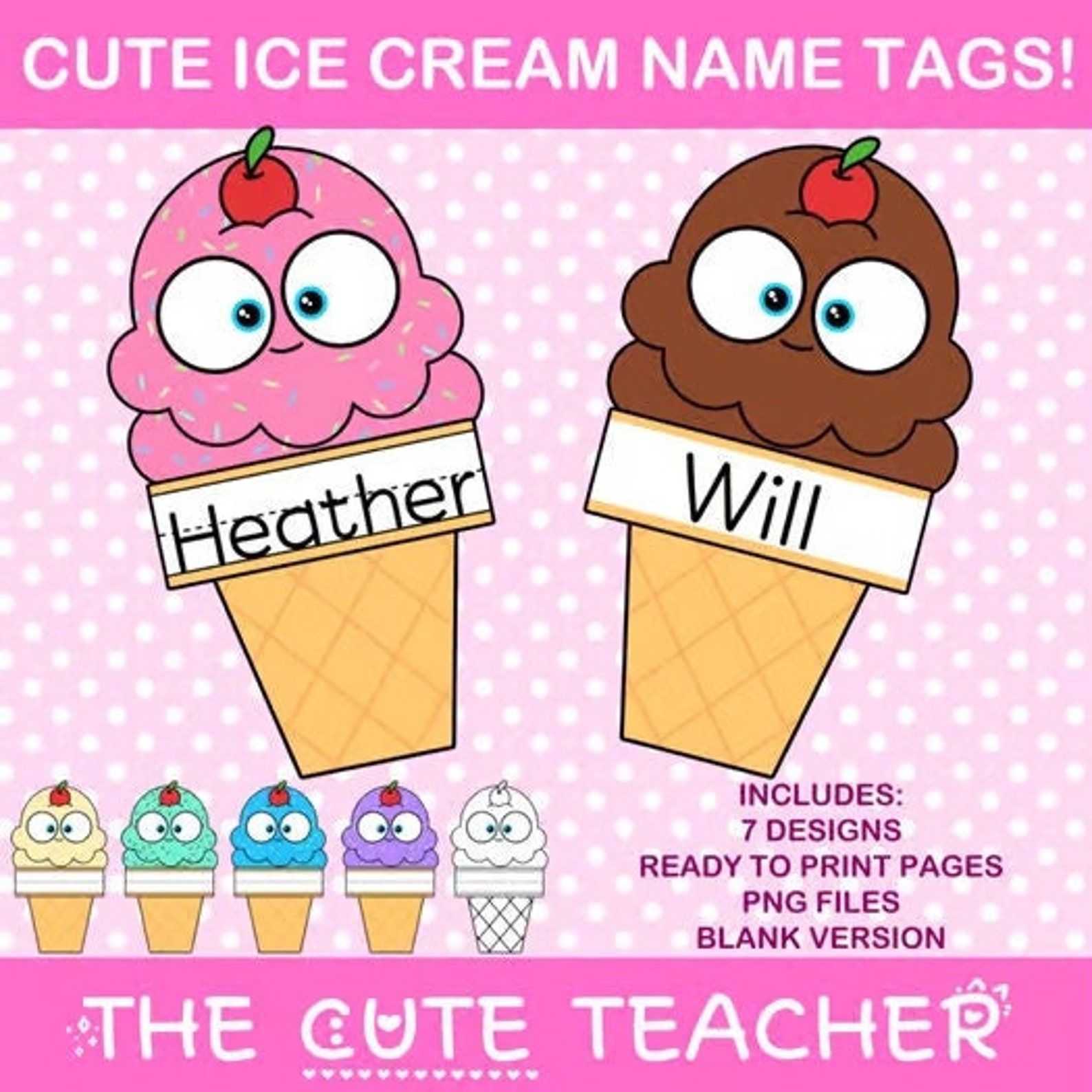 Ice Cream Name Tags Cute Sweets Classroom Door Decor Bulletin Board ...