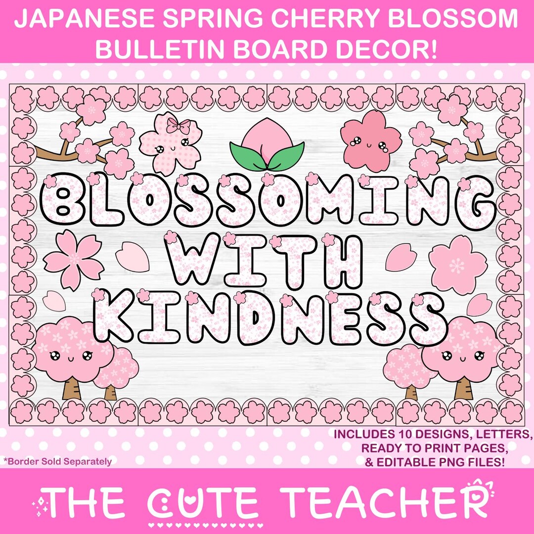 Pink Cherry Blossom Bulletin Board Printable Decor - Blossoming With ...