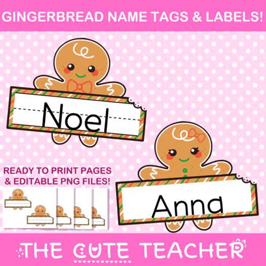 Gingerbread Name Tags - Christmas Editable Winter Classroom Labels - Etsy