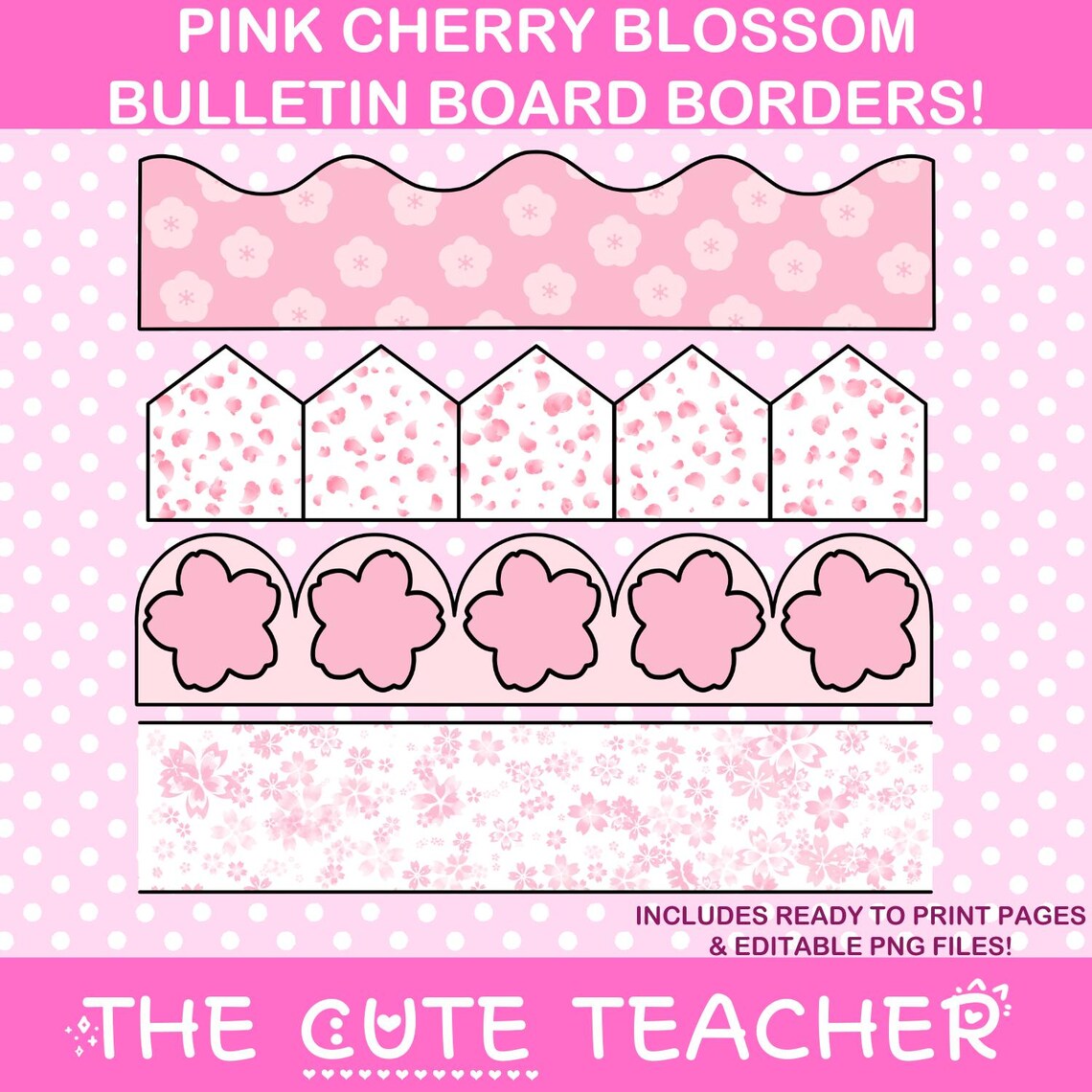 Pink Japanese Cherry Blossom Bulletin Board Printable Borders ...