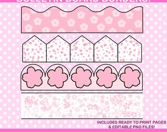 Pink Japanese Cherry Blossom Bulletin Board Printable Borders ...