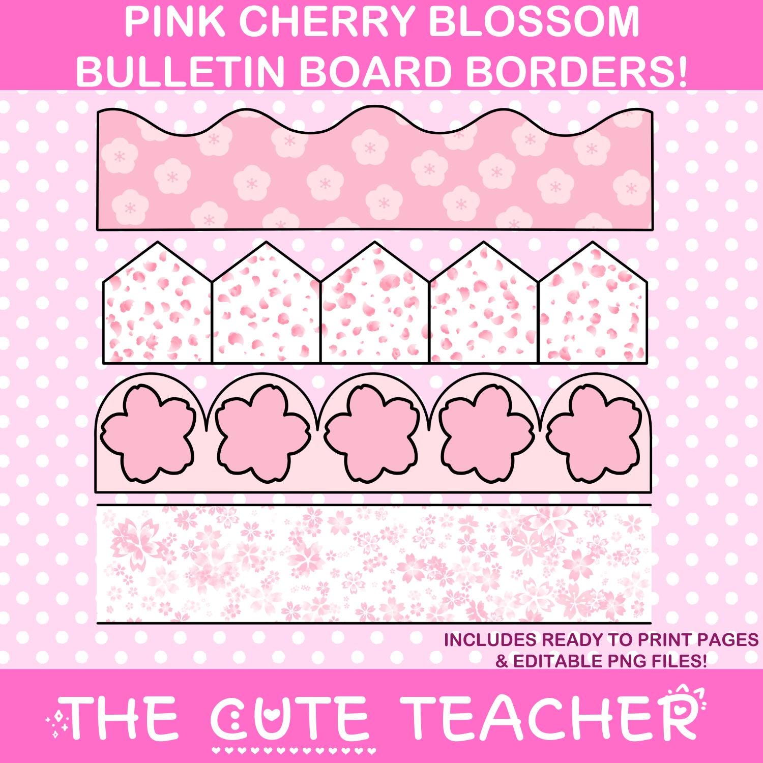 Pink Japanese Cherry Blossom Bulletin Board Printable Borders ...