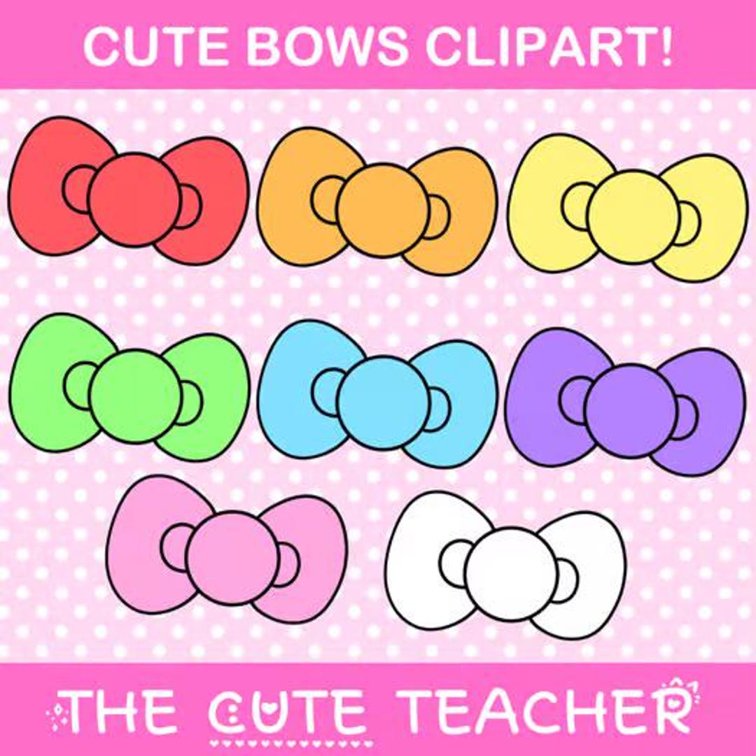 Colorful Cute Ribbon Bows Clipart for Planners, Stickers, Classroom ...